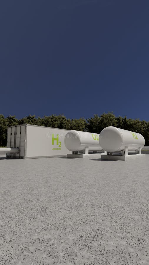 Hydrogen and Oxygen Storage Tanks Powering Sustainable Future. 3d ...
