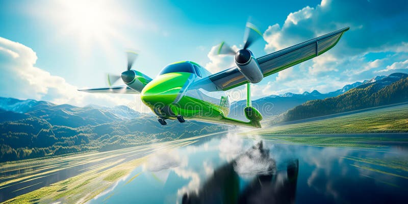 Hydrogen-powered Aircraft Taking Off, Highlighting the Possibilities of ...