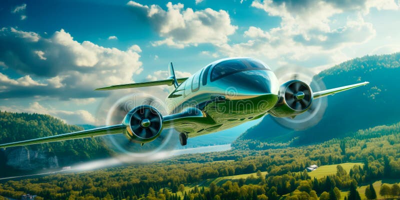 Hydrogen-powered Aircraft Taking Off, Highlighting the Possibilities of ...
