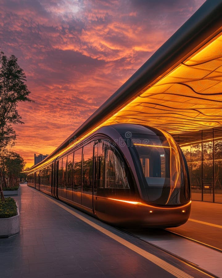 Hydrogen-powered Train Arriving at an Eco-friendly Public Transport ...
