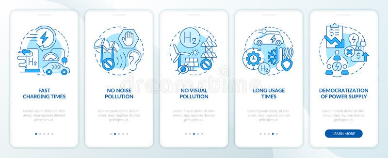 Hydrogen Pros Blue Onboarding Mobile App Screen Stock Vector ...