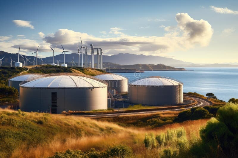 Hydrogen Storage Tanks in a Sustainable Facility Stock Photo - Image of ...