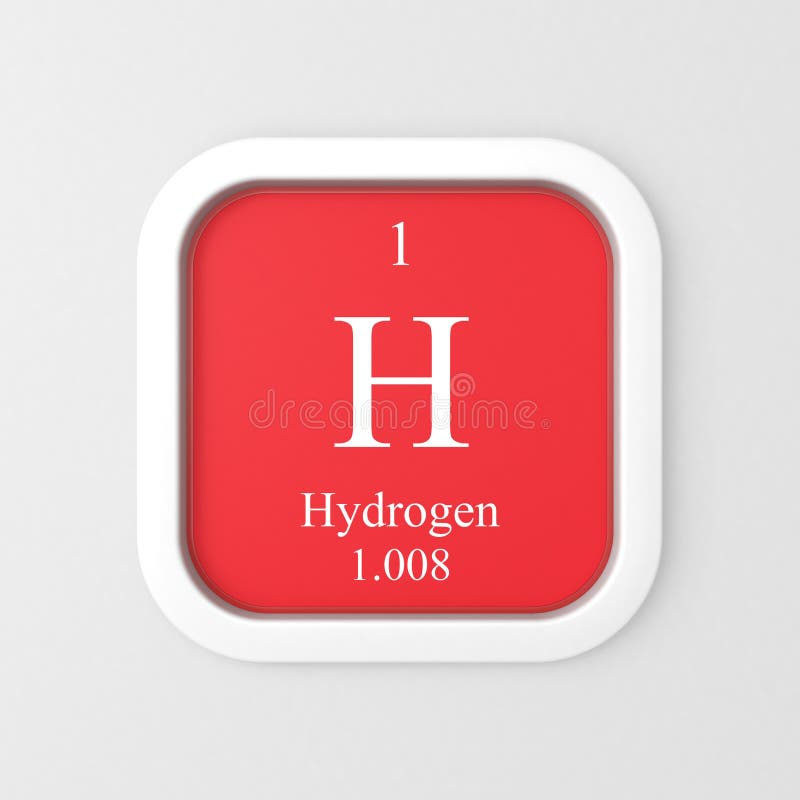 Hydrogen Symbol on Red Rounded Square Stock Illustration - Illustration ...