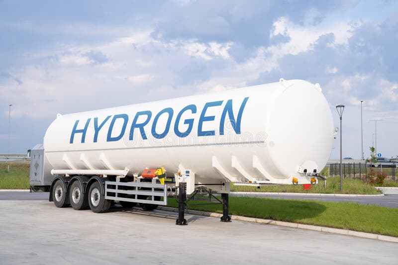 Hydrogen tank trailer. stock photo. Image of cargo, white - 280069354