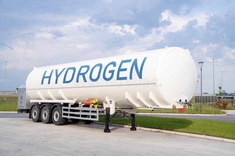 Hydrogen tank trailer. stock photo. Image of cargo, white - 280069354
