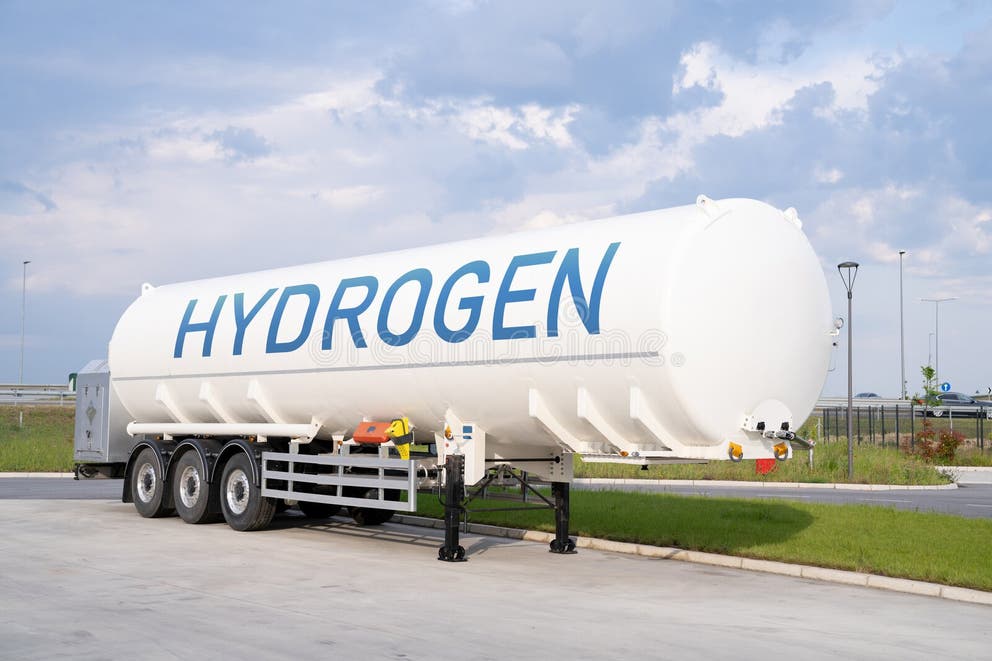 Hydrogen tank trailer. stock photo. Image of cargo, white - 280069354