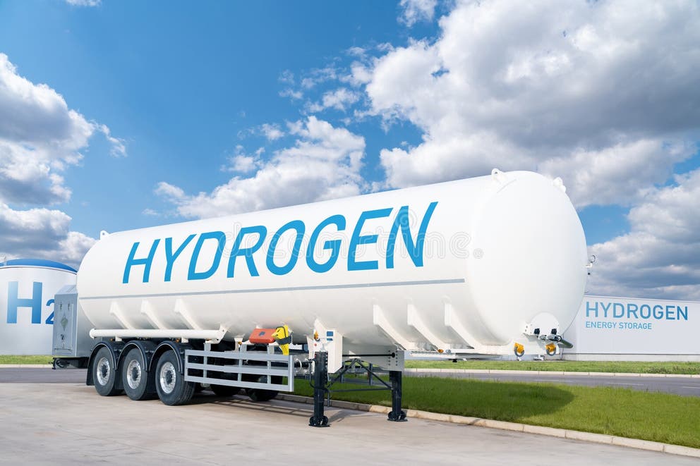 Hydrogen Tank Trailer. Hydrogen Transportation Concept Stock Photo ...