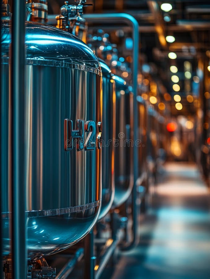 Hydrogen Tanks in an Industrial Facility Stock Image - Image of ...