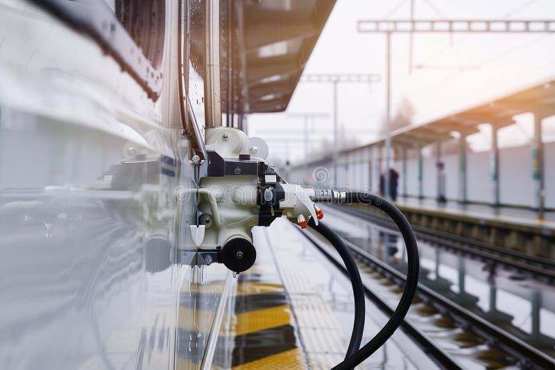 Hydrogen Train Refueling at Station Stock Illustration - Illustration ...