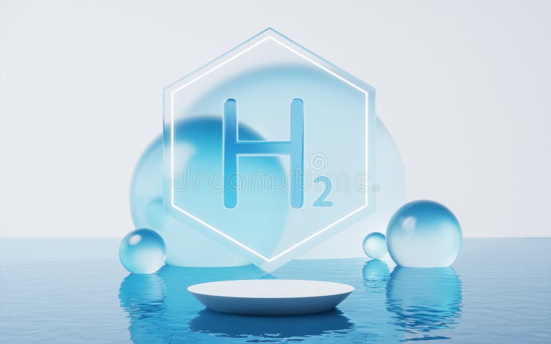 Hydrogen and Water Surface, 3d Rendering Stock Illustration ...