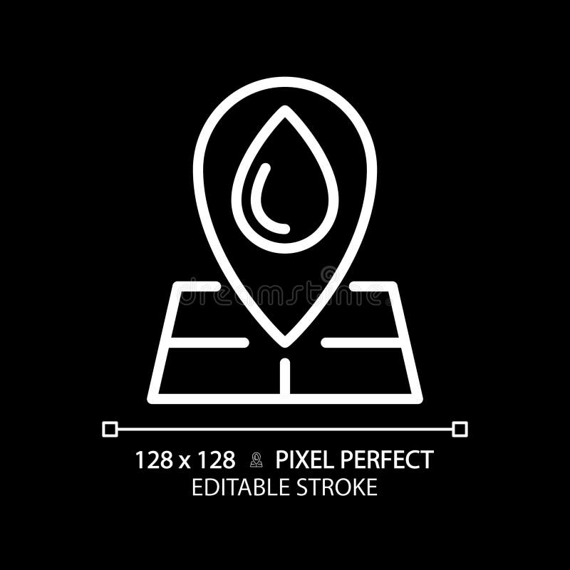 Hydrological Map White Linear Icon for Dark Theme Stock Vector ...