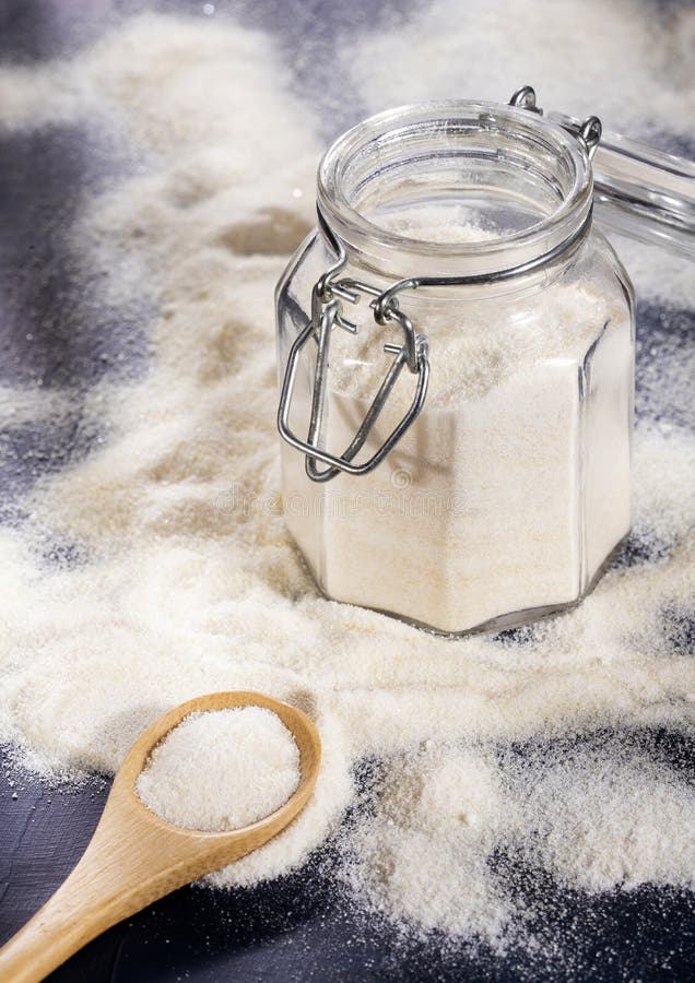 Hydrolyzed Collagen Powder in Glass Jar Stock Photo - Image of spoon ...