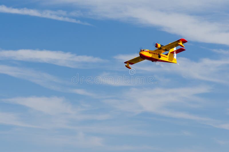 Hydroplane Flying Over Blue Sky Stock Image - Image of scale, acrobatic ...