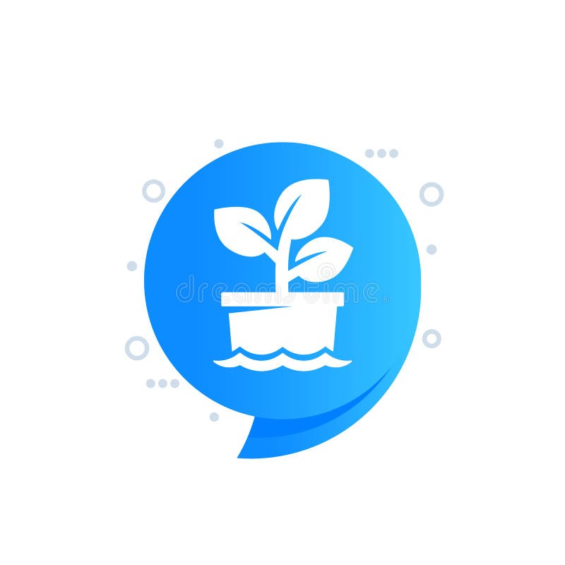 Hydroponic Farming Icon with a Plant in Water Stock Vector ...