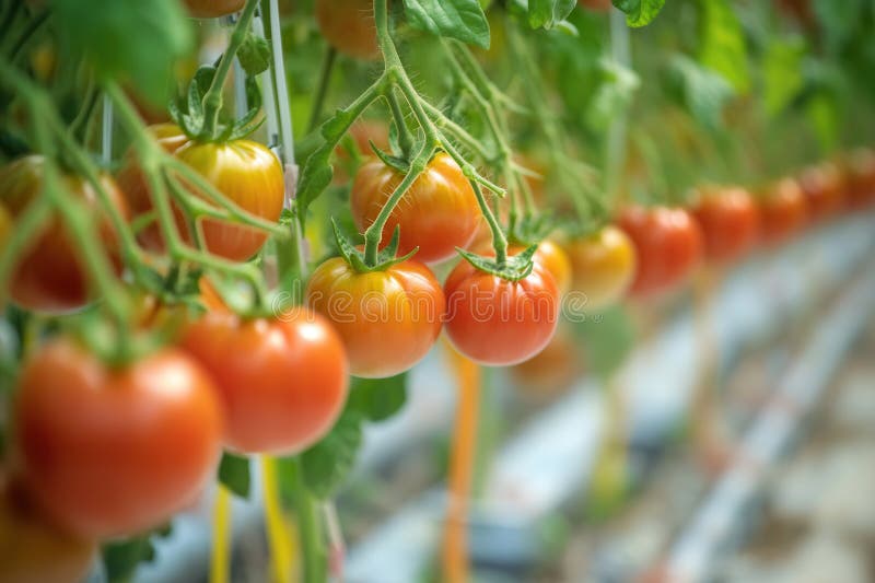 Hydroponic Farming System Showcasing Vibrant Young Tomatoes Growing in ...