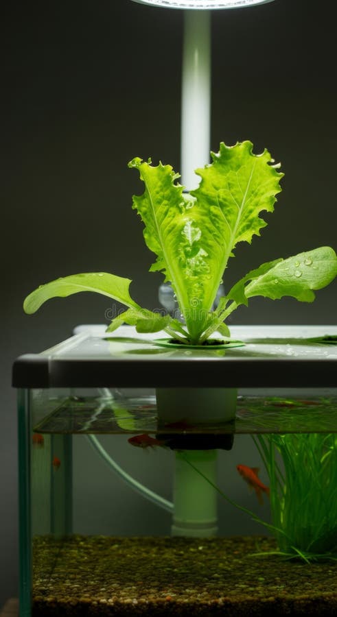 Hydroponic Lettuce Growing Under Led Light in Indoor Aquarium Setup ...