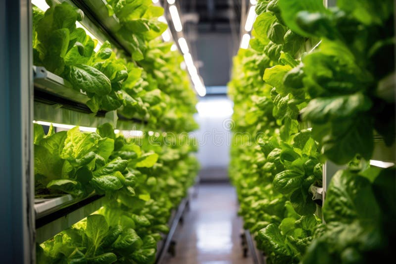 Hydroponic Lettuce Growing in a Vertical Farm Stock Photo - Image of ...