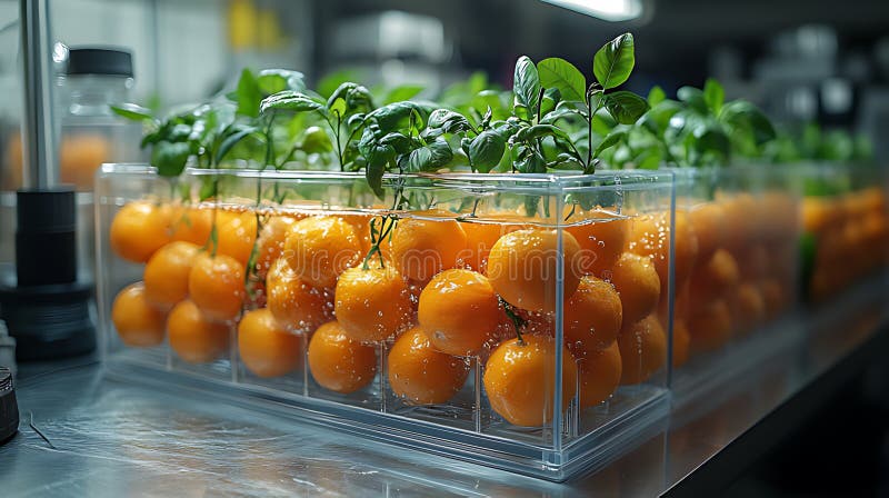 Hydroponic Orange Plants Growing in Lab Stock Illustration ...