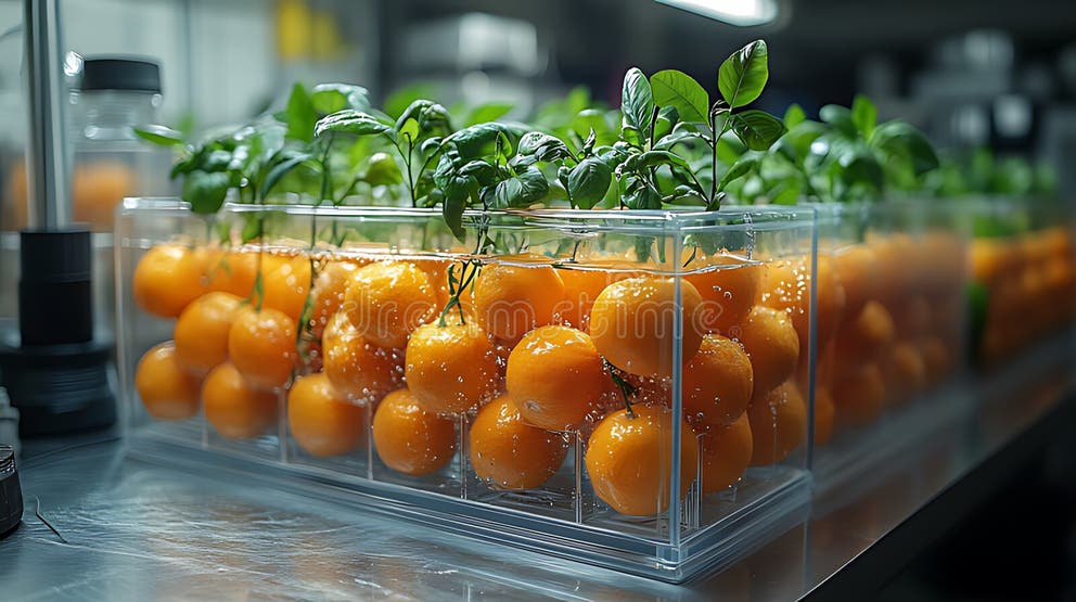 Hydroponic Orange Plants Growing in Lab Stock Illustration ...