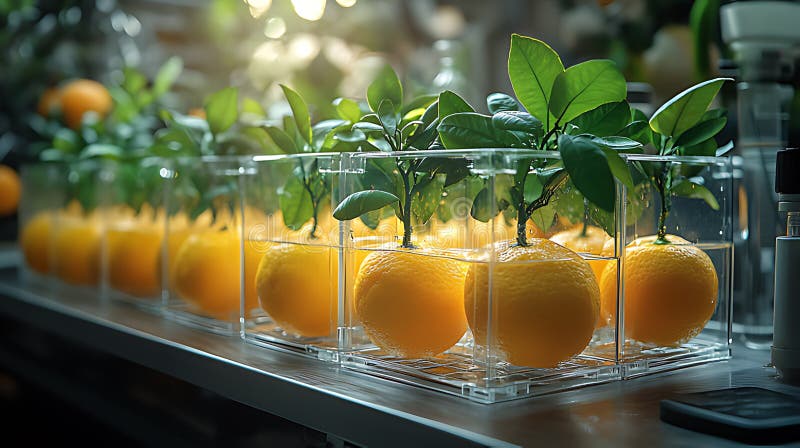 Hydroponic Orange Saplings Lab, Growth, Research, Sunlit Stock ...