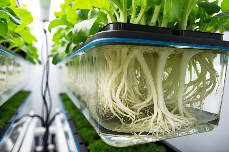 Hydroponic Plant Roots in Transparent Container Stock Illustration ...