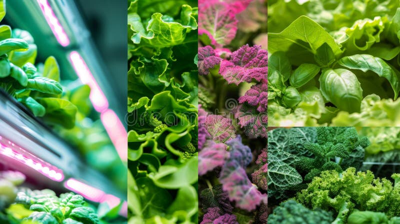 A Hydroponic Setup Displays Diverse Leafy Greens Thriving Under ...