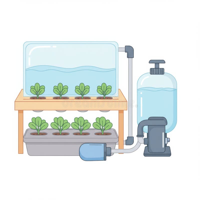 Hydroponic System with Growing Plants Stock Illustration - Illustration of hydroponic, fresh ...