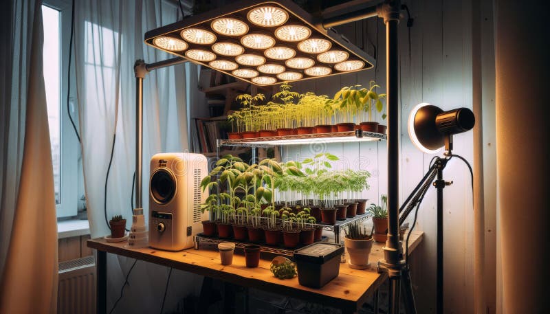 Hydroponic System with LED Lighting for Soilless Growing of Plants in ...