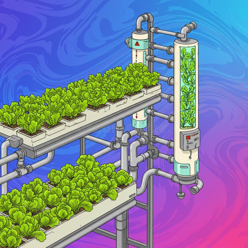 Hydroponic System with Rows of Leafy Green Plants (Lactuca Sativa ...