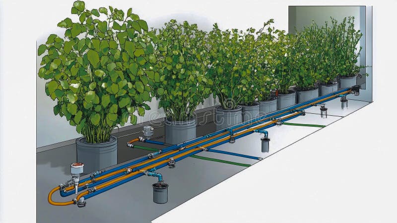 Hydroponic System Setup for Indoor Plants Demonstrating Nutrient ...