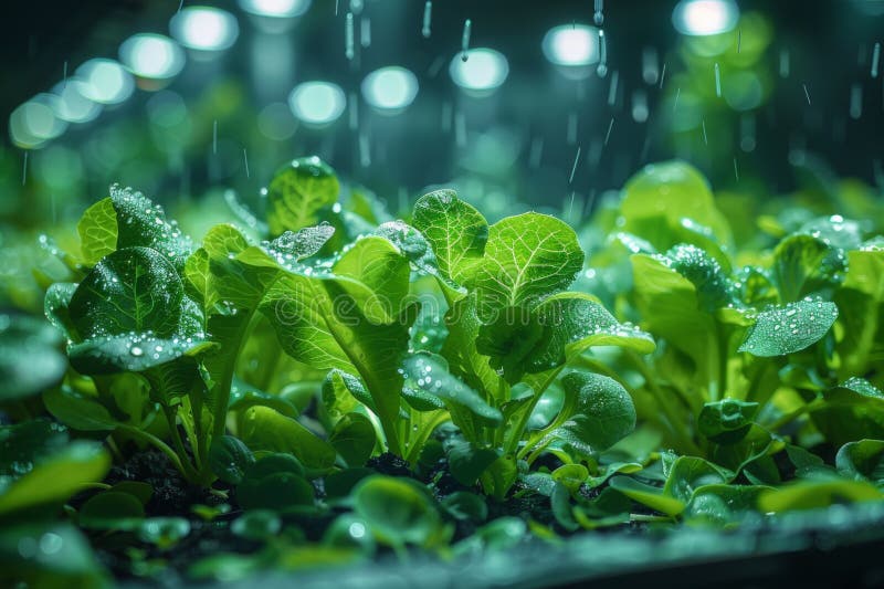 Hydroponics Farm with Rows of Leafy Greens Growing in Nutrient-rich ...