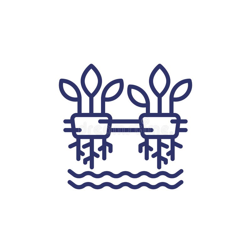 Hydroponics Line Icon with Plants Stock Vector - Illustration of indoor ...