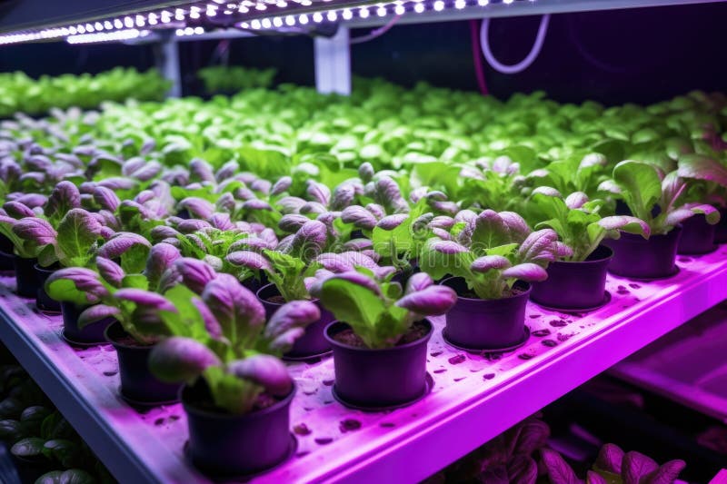 Hydroponics System Using Led Lights for Plant Growth Stock Image ...