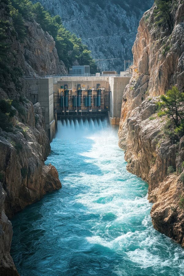 Hydropower Plant, a Hydropower Plant in a Rugged Mountain Gorge ...