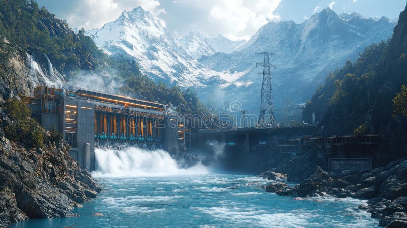 Hydropower Plant, a Hydropower Plant in a Rugged Mountain Gorge ...