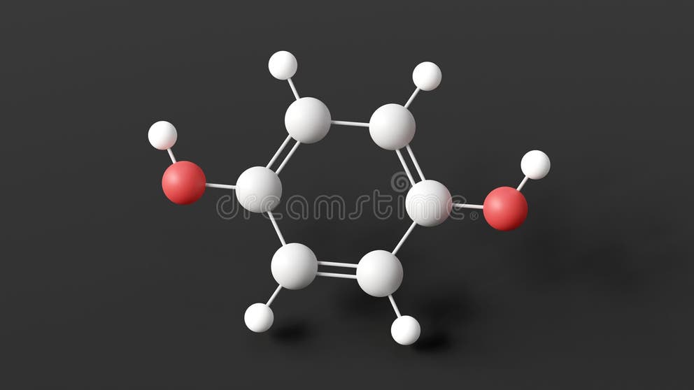 Hydroquinone Molecule, Molecular Structure, Benzene-1.4-diol, Ball and ...