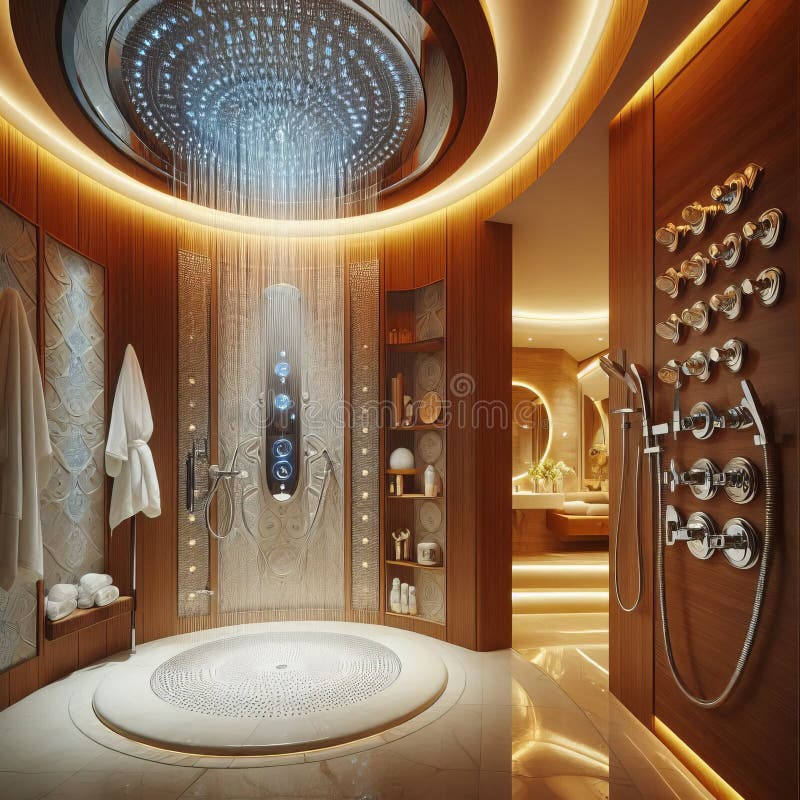 Hydrotherapy Shower with Massaging Jets Stock Illustration - Illustration of vibrant, colors ...