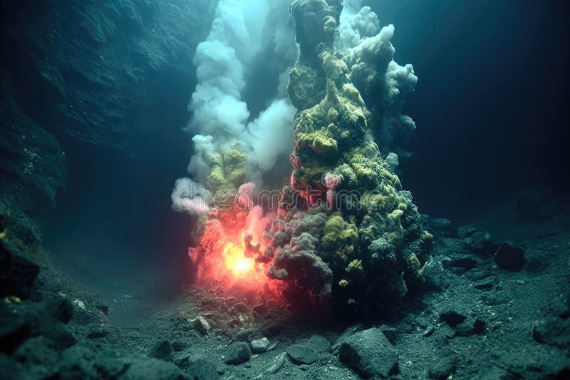 Hydrothermal Vent in a Deep Sea Trench, Emitting Smoke Stock ...