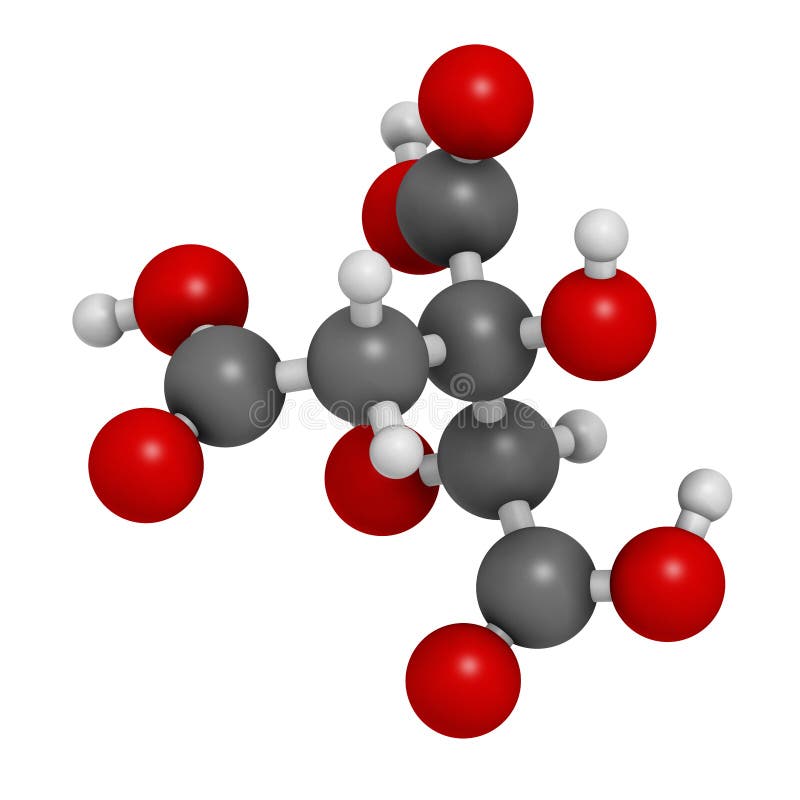 Hydroxycitric Acid (HCA, Hydroxycitrate) Molecule. 3D Rendering. Used ...