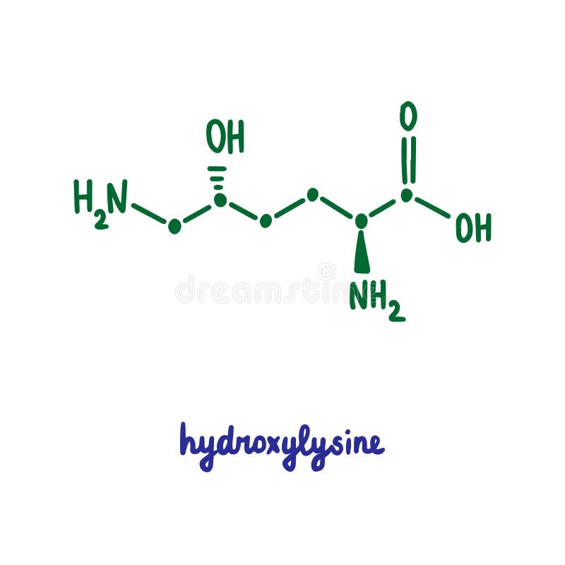 Hydroxylysine Hand Drawn Vector Formula Chemical Structure Lettering ...