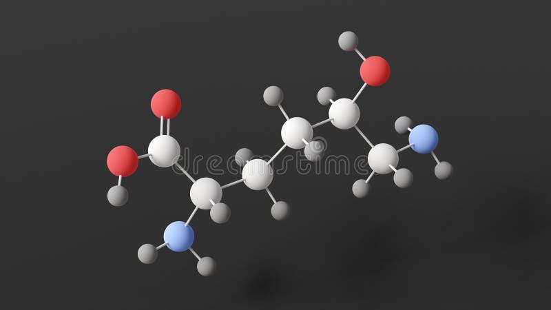 Hydroxylysine Molecule, Molecular Structure, Amino Acid, Ball and Stick ...