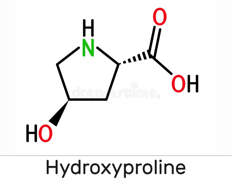 Hydroxyproline , Hyp, C5H9NO3 Molecule. it is is a Common Proteinogenic ...