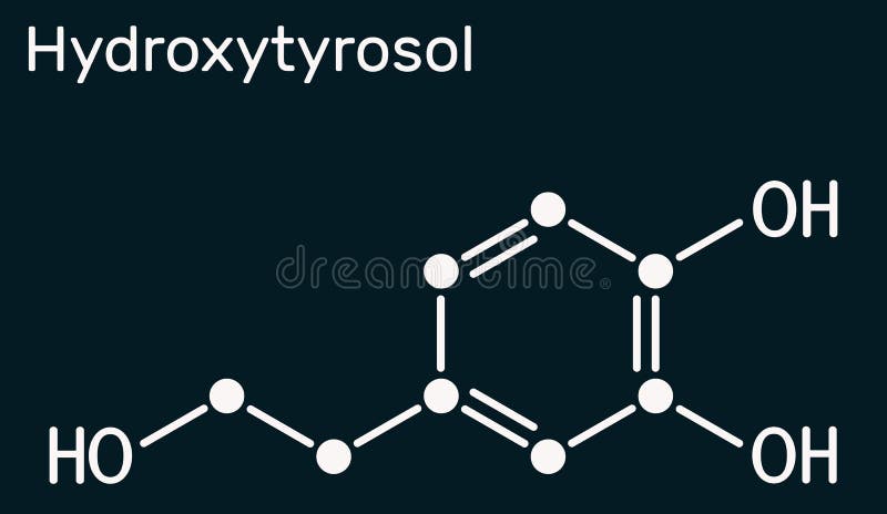 Hydroxytyrosol Molecule. it is Catechol. Skeletal Chemical Formula on ...