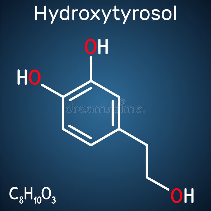 Hydroxytyrosol Molecule. it is Catechol. Skeletal Chemical Formula ...