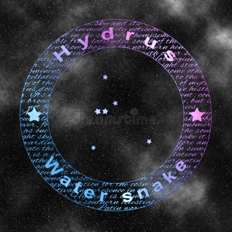 Hydrus Constellation, Water Snake Constellation Stock Illustration - Illustration of milky ...