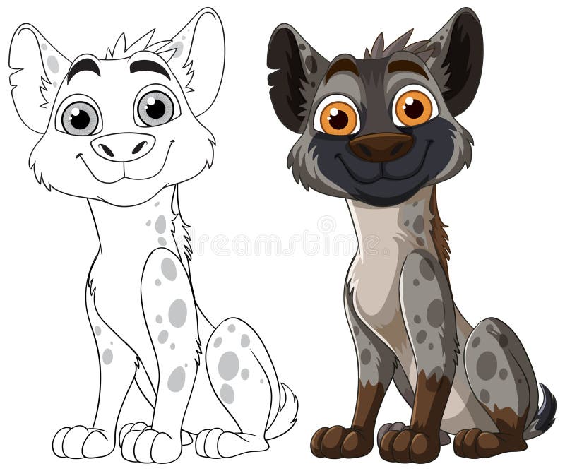Hyena in Color and Outline Versions Stock Vector - Illustration of ...