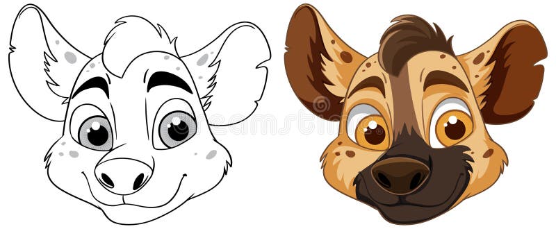 Hyena Face in Color and Outline Stock Vector - Illustration of face ...