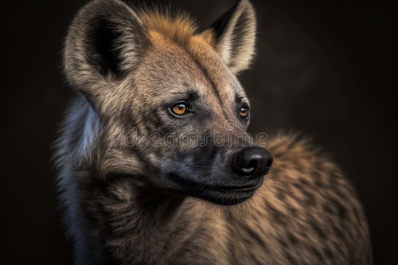 Hyena Portrait on Dark Background. AI Generative Stock Illustration ...