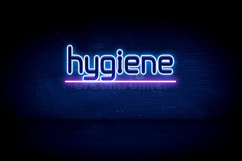 Hygiene - Blue Neon Announcement Signboard Stock Photo - Image of ...