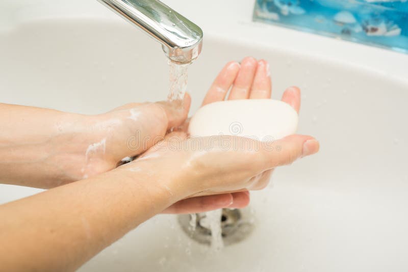 Hygiene. Cleaning Hands. Washing Hands with Soap and Water. Stock Image ...